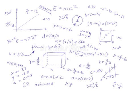Mathematical Equations stock illustration. Illustration of handwritten ...
