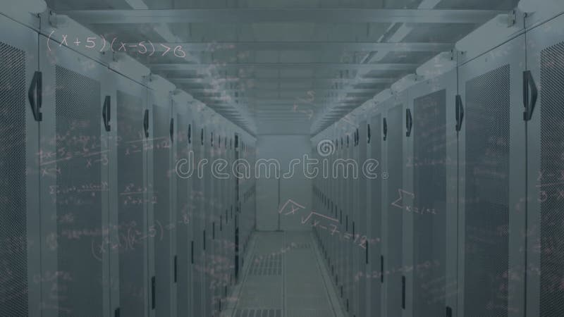 Mathematical Equations Against Empty Server Room Stock Video - Video of ...