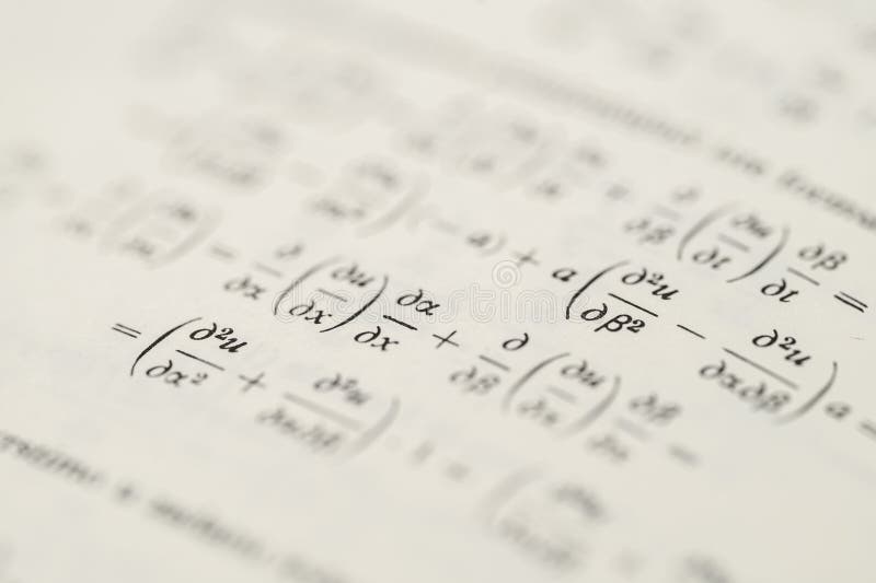 Mathematical Equations and Derivatives on a White Page Stock Image ...