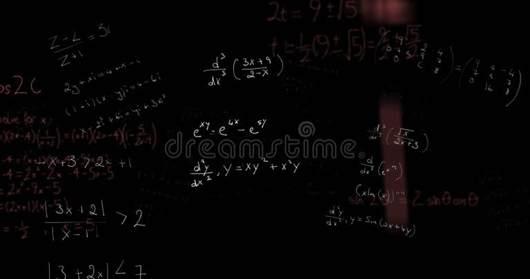 Mathematical Equations and Formulas Floating on Blackboard in Classroom ...