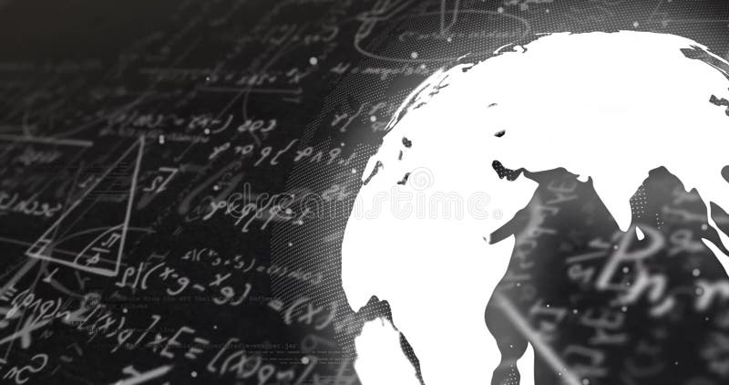 Mathematical Equations and Formulas Over Rotating Globe Animation Stock ...