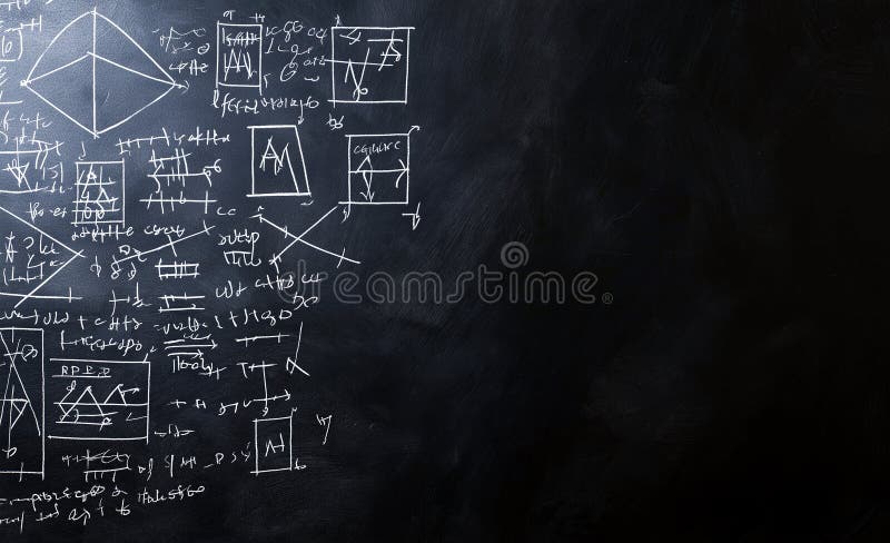 Mathematical Equations and Geometric Shapes on Blackboard Showcasing ...