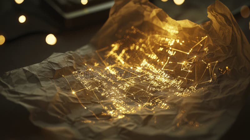 Mathematical Equations Illuminate Crumpled Paper in Artistic Display ...