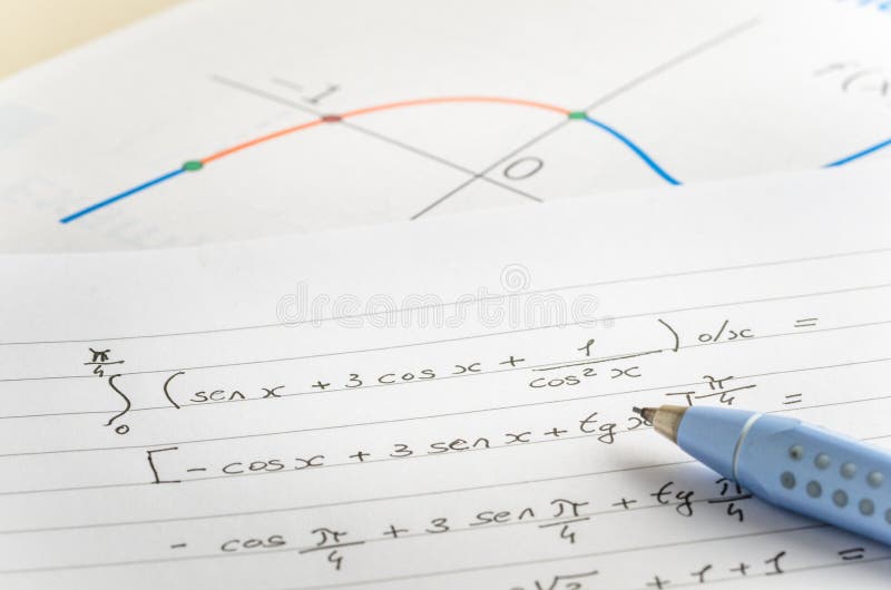 Mathematical Equations on Lined Paper Stock Image - Image of definite ...