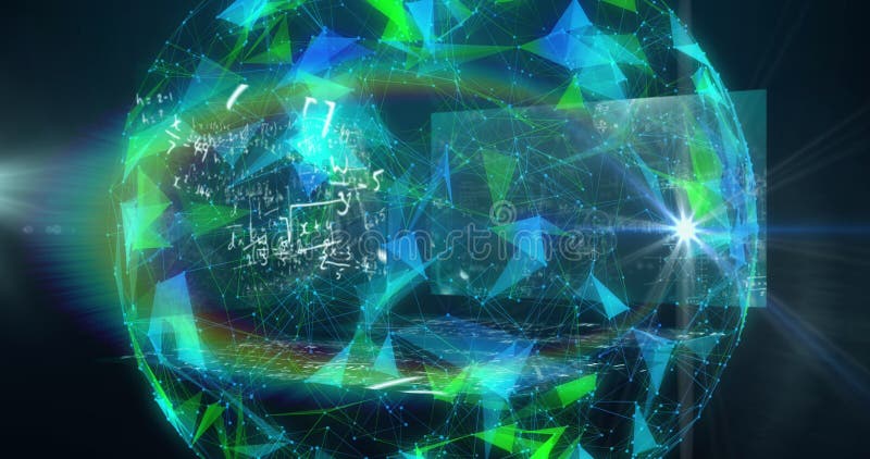 Mathematical Equations Moving Against Globe of Plexus Networks Stock Illustration - Illustration ...