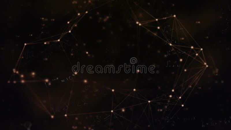 Mathematical Equations and Network Connections Animation Over Dark ...