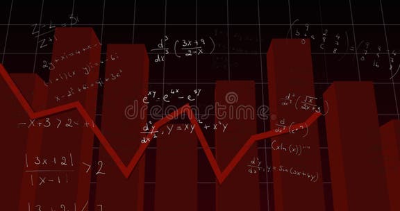 Mathematical Equations Overlaying Red Bar Graph, Illustrating Complex ...