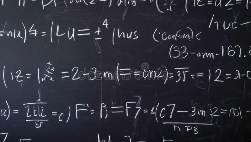 Mathematical Equations Written on Black Chalkboard Stock Photo - Image ...