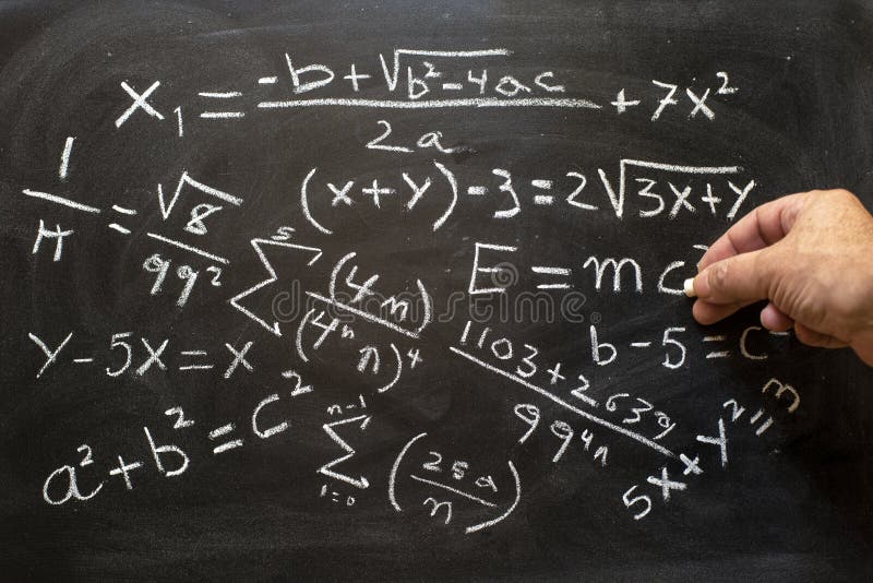 Mathematical Equations Written on a Blackboard Stock Photo - Image of ...