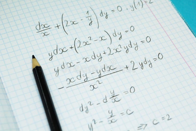 Mathematical Examples in the Notebook, Calculations Stock Photo - Image ...