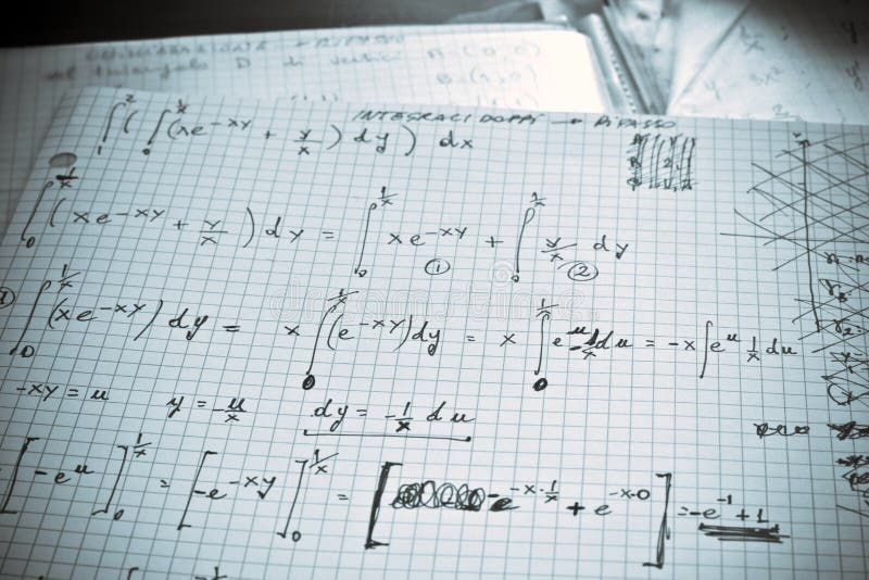 Mathematical Exercise Written on a White Paper Stock Image - Image of ...