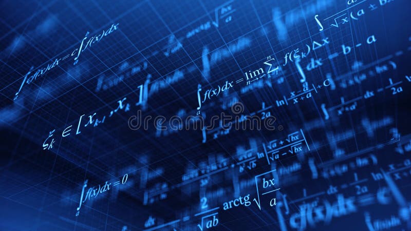 Math Concept - Mathematical Formulas on Blue Background Stock ...
