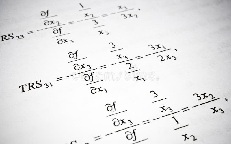 Mathematical Formulas and Calculations. Math Education Concept. Stock ...