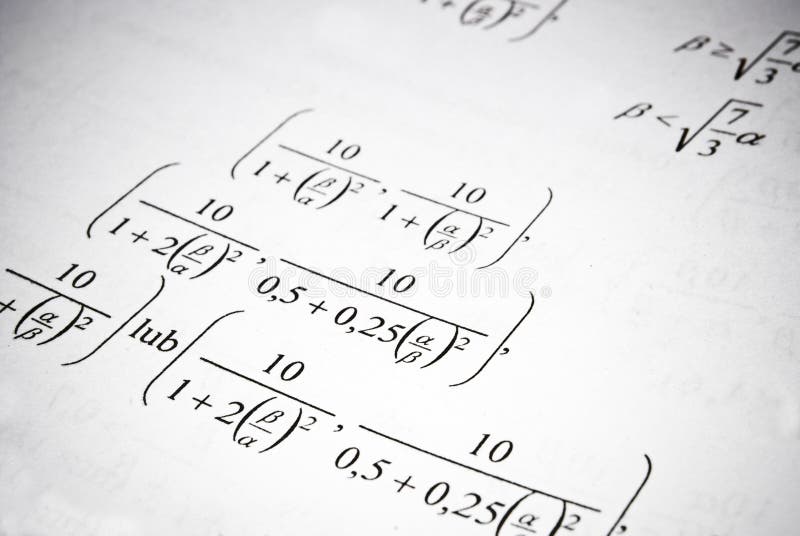 Mathematical Formulas and Calculations. Math Education Concept. Stock ...