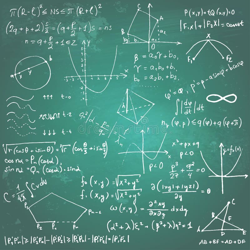 Mathematical Formulas and Drawings on a Chalkboard Stock Vector ...