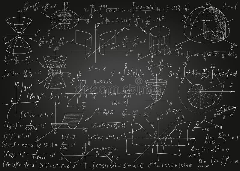 Math Science Vector Seamless Pattern With Handwritten Formulas On The ...