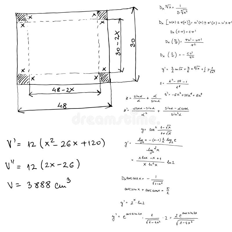 Mathematical Formulas and Graphs Sketched Stock Vector - Illustration ...