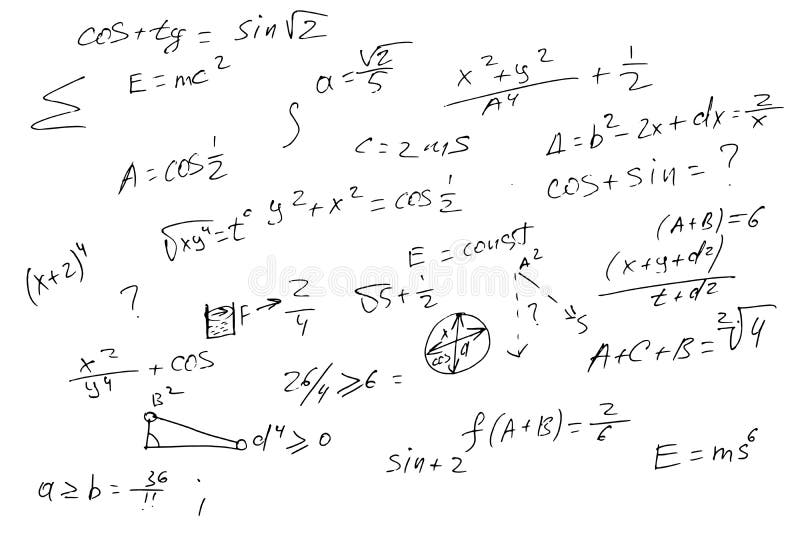 Mathematical Formulas. Handwritten on a White Background Stock Vector ...