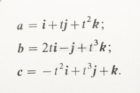 Mathematical Formulas and Vector Calculations: Close-Up of ...