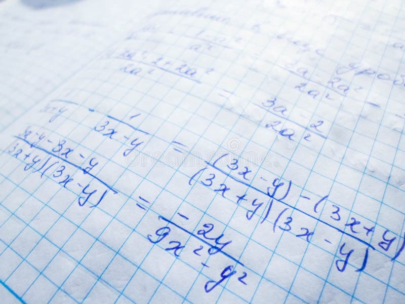 Math Formulas are Written in a Notebook with a Pen. the Solution of ...