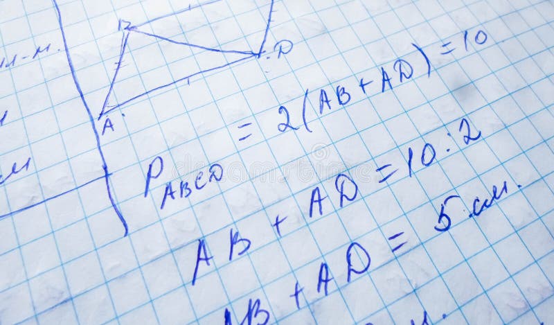 Math Formulas are Written in a Notebook with a Pen. the Solution of ...