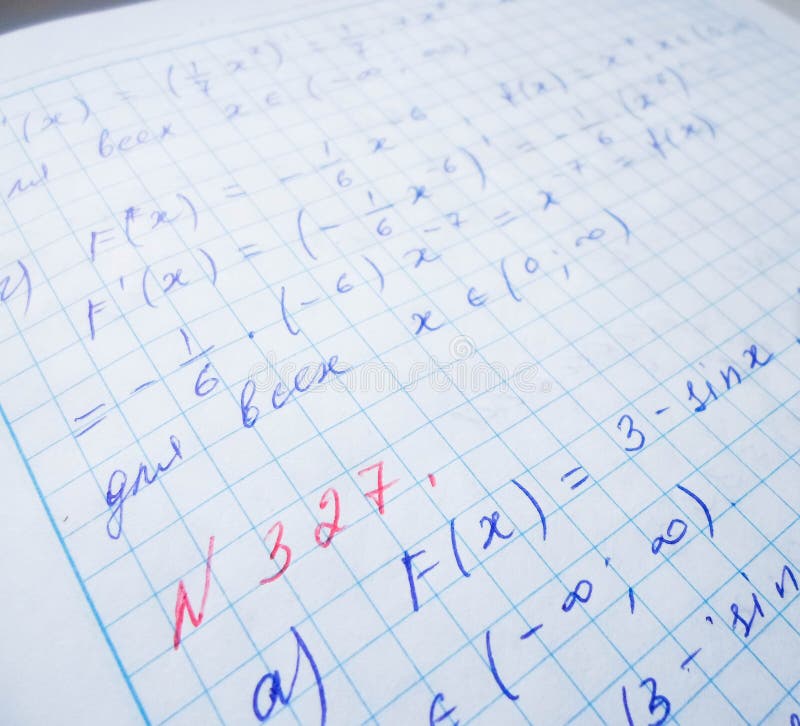 Math Formulas are Written in a Notebook with a Pen. the Solution of ...
