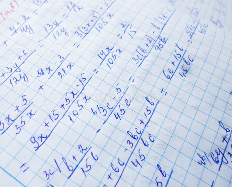 Math Formulas are Written in a Notebook with a Pen. the Solution of ...