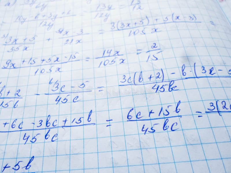 Math Formulas are Written in a Notebook with a Pen. the Solution of ...