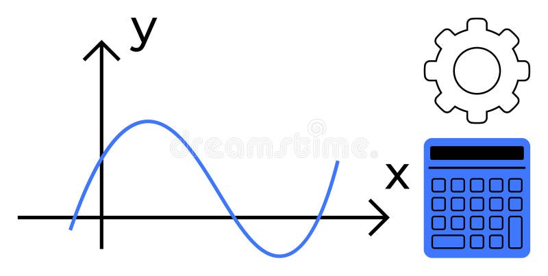 Mathematical Function Graph with Calculator and Gear for Technical ...