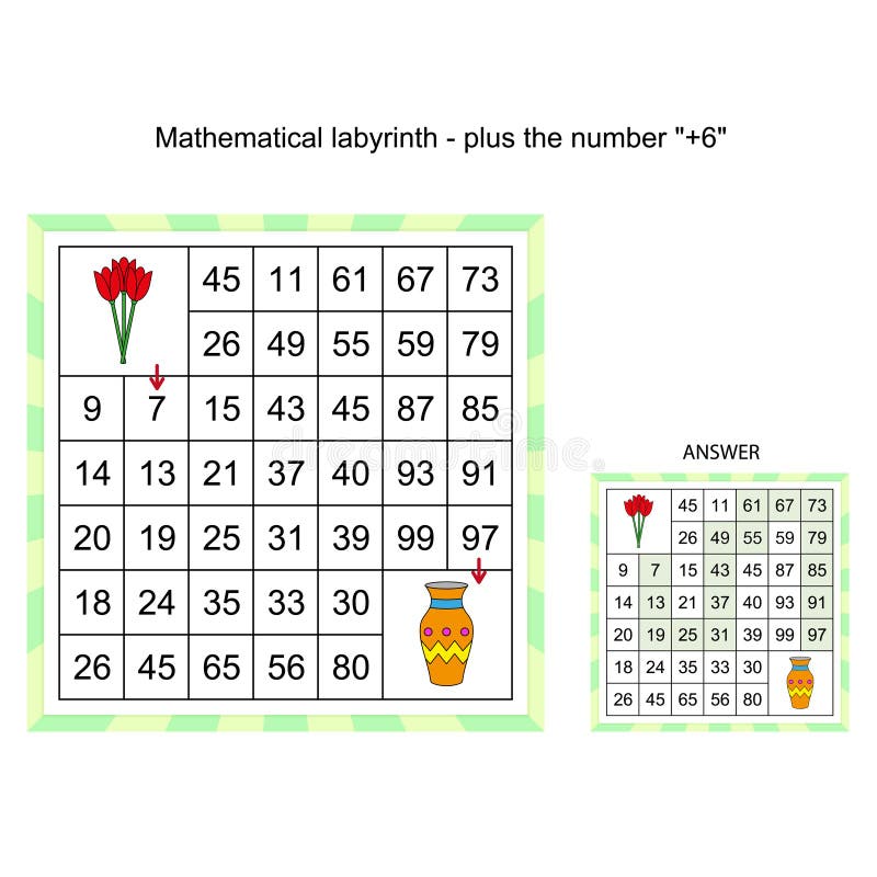 Mathematical Labyrinth, Worksheet - Plus the Number . Mathematical ...