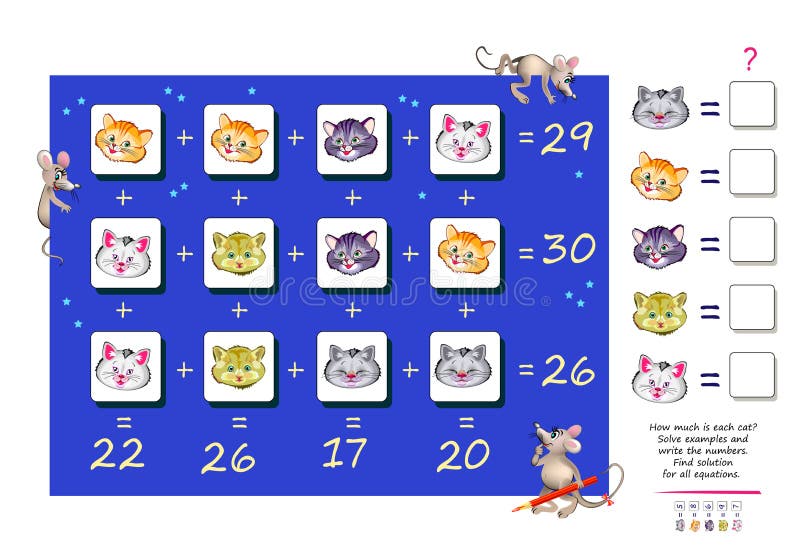 Mathematical Logic Puzzle Game for Smartest. How Much is Each Cat ...