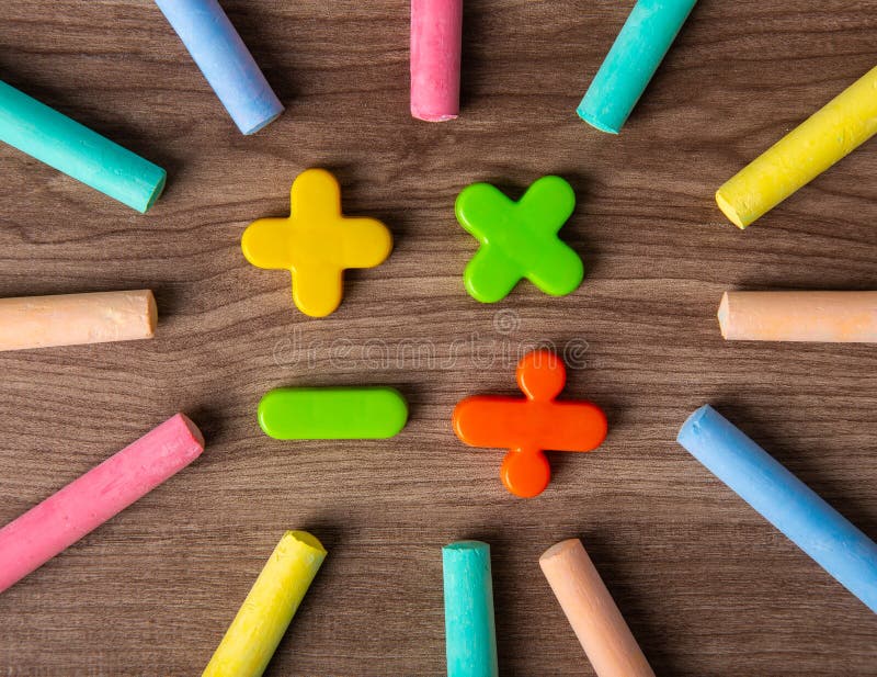 Mathematical Math Symbols with Color Chalks Stock Photo - Image of ...