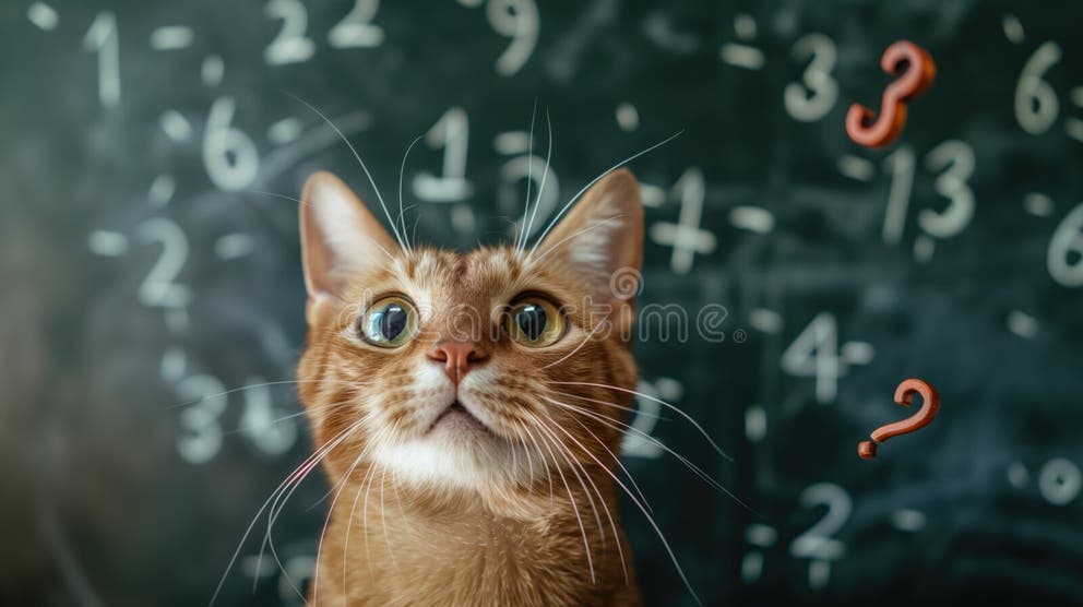 Mathematical Numbers Fly Around the Cat Stock Photo - Image of cute ...