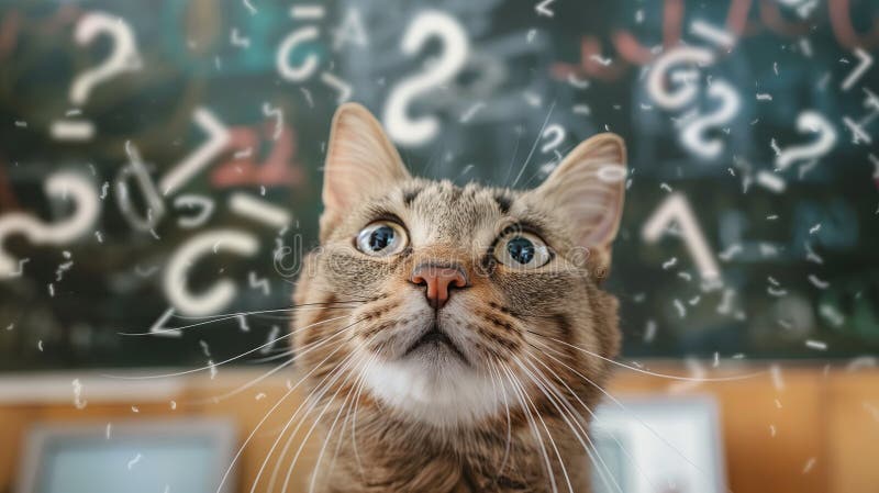 Mathematical Numbers Fly Around the Cat Stock Image - Image of ...