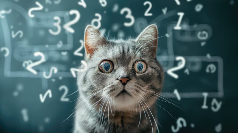 Mathematical Numbers Fly Around the Cat Stock Photo - Image of ...