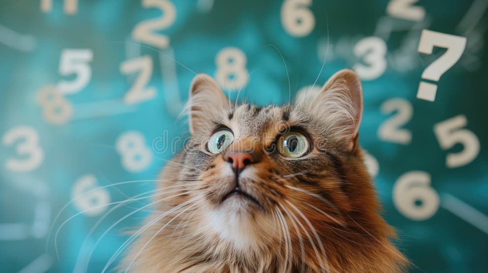 Mathematical Numbers Fly Around the Cat Stock Image - Image of ...