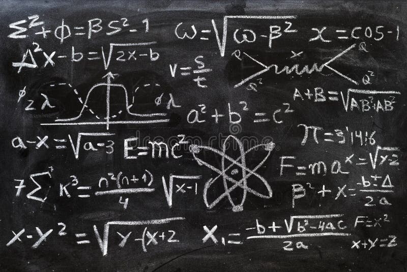 Mathematical Operations and Quantum Physics Formulas Handwritten on the ...