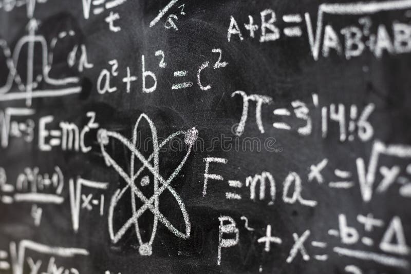 Mathematical Operations and Quantum Physics Formulas Handwritten on the ...