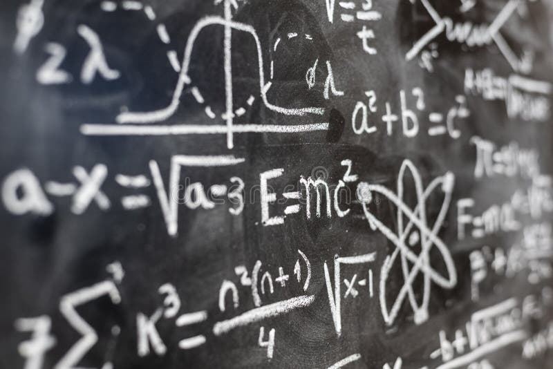 Mathematical Operations and Quantum Physics Formulas Handwritten on the ...