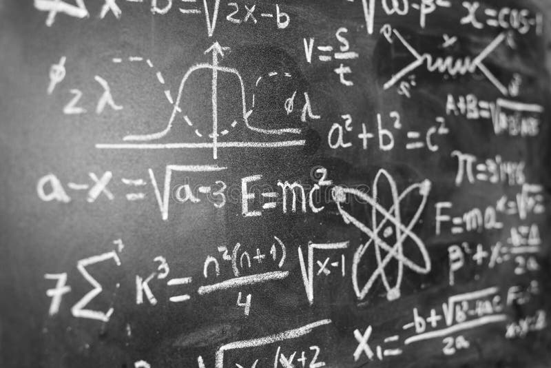 Mathematical Operations and Quantum Physics Formulas Handwritten on the ...