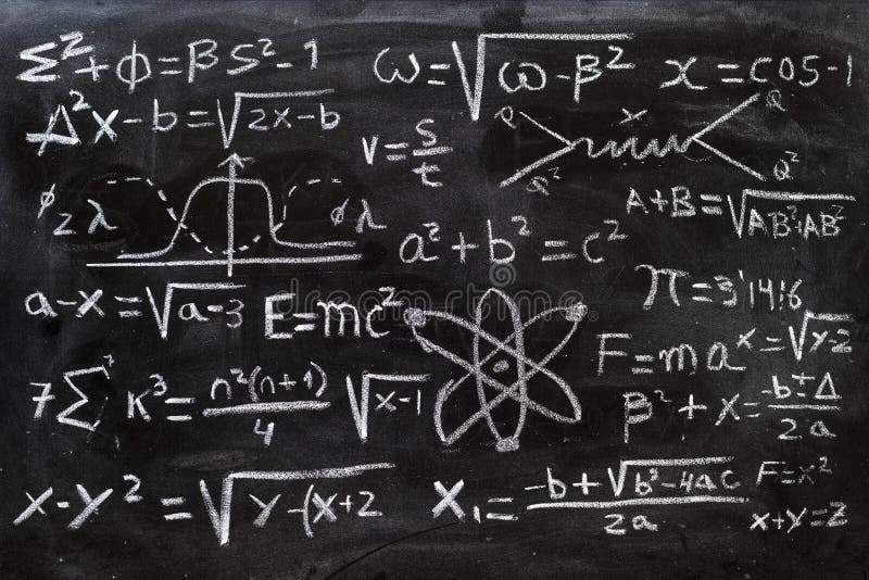 Mathematical Operations and Quantum Physics Formulas Written on the ...