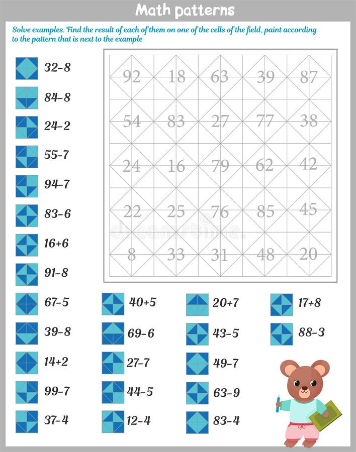 Mathematical Patterns. Worksheet Stock Illustration - Illustration of ...