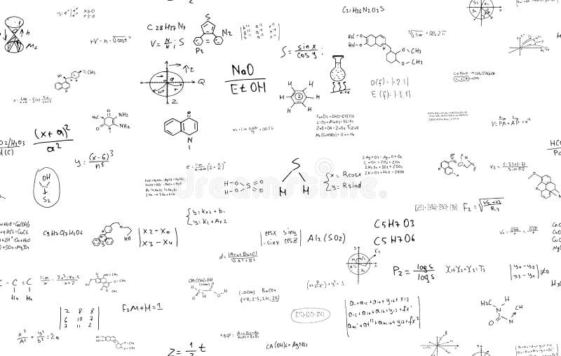 Physical Formulas and Equations Written by Hand on a White Background ...
