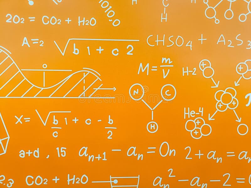 Mathematical or Physics Formulas on an Orange Wall Stock Image - Image ...