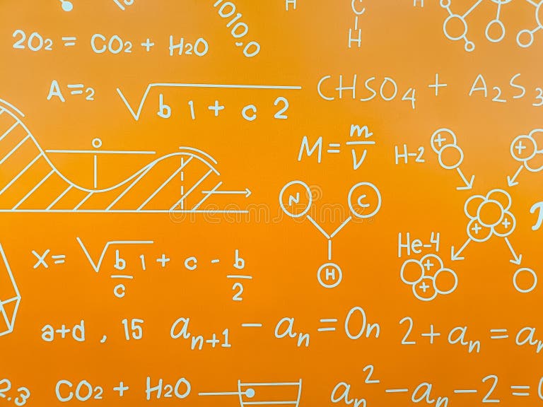 Mathematical or Physics Formulas on an Orange Wall Stock Image - Image ...