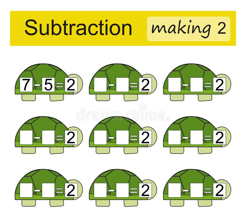 Mathematical Problem for Children. Subtraction. Making 2 Stock Vector ...