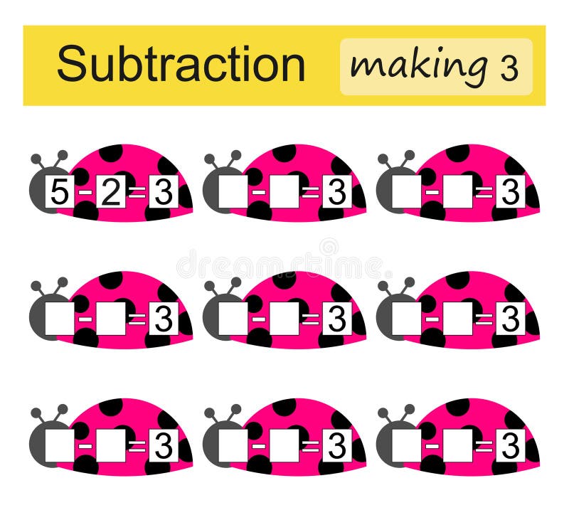 Mathematical Puzzle Game for Kids. Subtraction Stock Vector ...