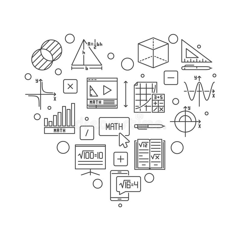 Mathematical Sciences Concept Vector Line Heart Shaped Banner - Math ...