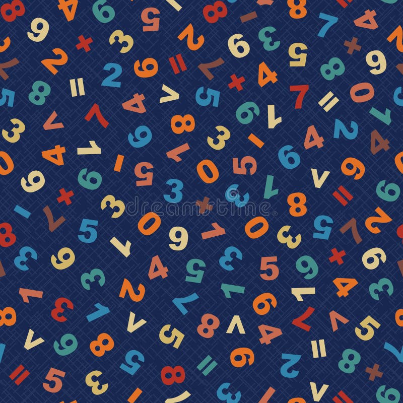Mathematical Seamless Pattern with Multicolored Numbers on a Black ...