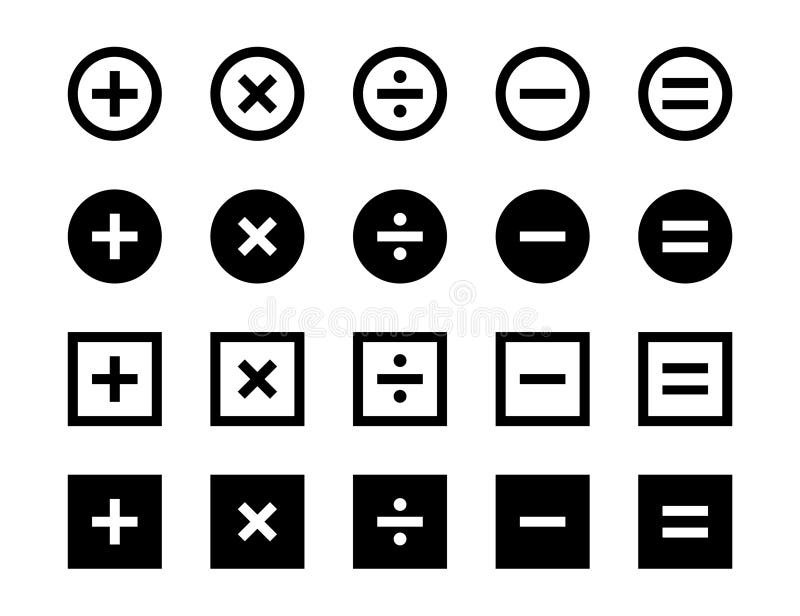 Mathematical Signs Collection. Plus Sign, Division Sign, Multiplication ...